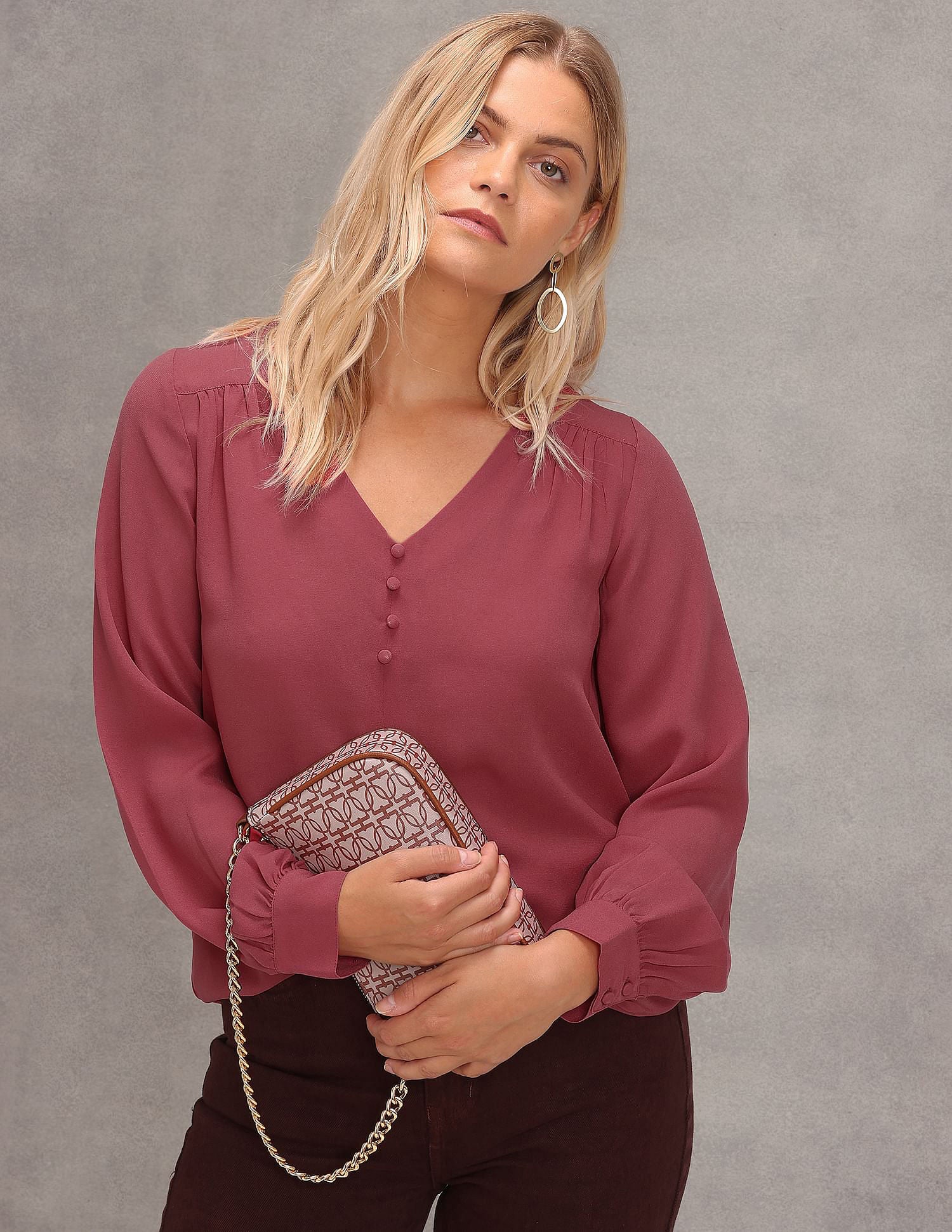 Mock Button Placket Polyester Top – U.S. Polo Assn. India