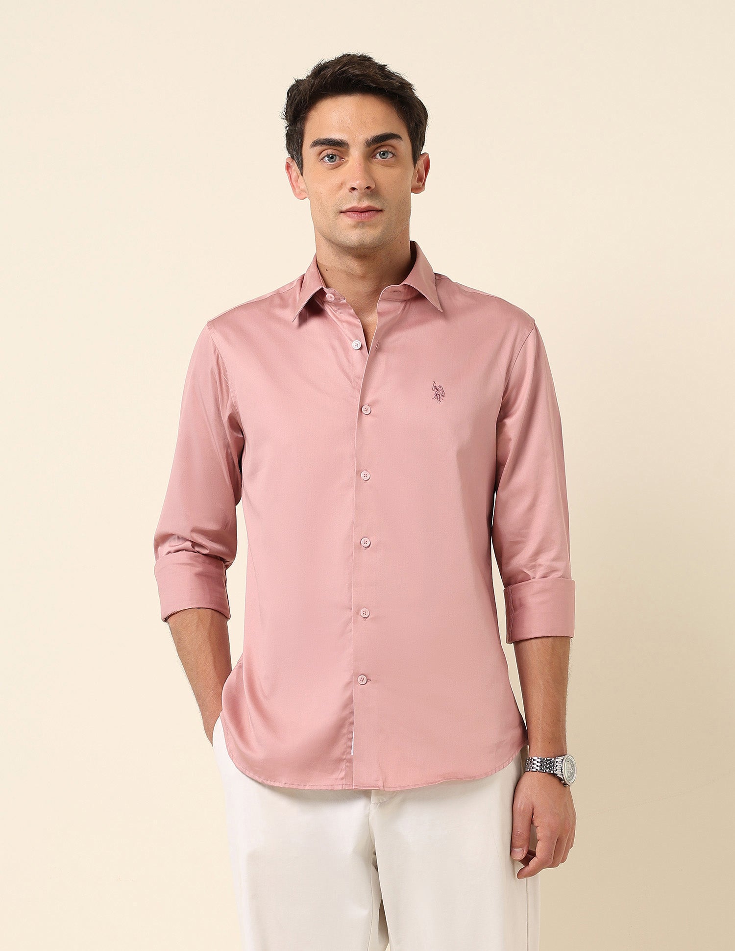 Tailored Fit Satin Pure Cotton Shirt – U.S. Polo Assn. India