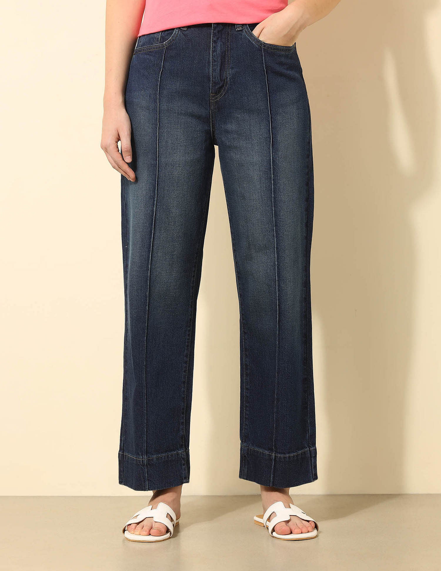 High Rise Straight Fit Pintuck Jeans – U.S. Polo Assn. India