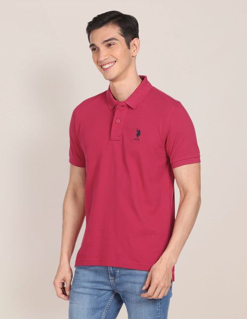 Men Magenta Pure Cotton Solid Polo Shirt – U.S. Polo Assn. India