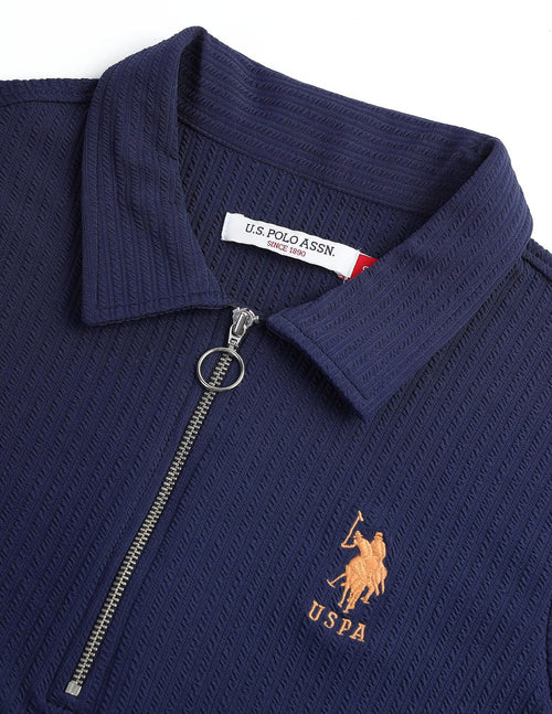 Zipper Placket Textured Polo Shirt – U.S. Polo Assn. India